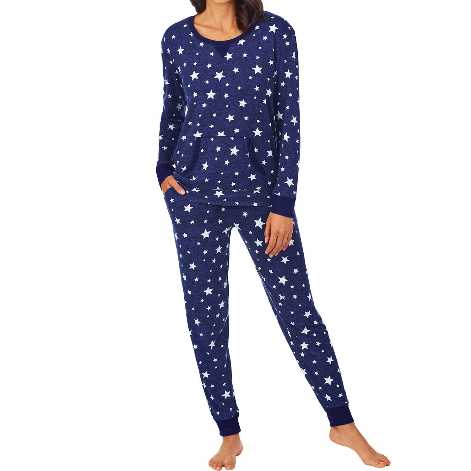 Cuddl Duds Women's 2 Piece Long Sleeve Brushed Sweater Knit Sleep Set ...