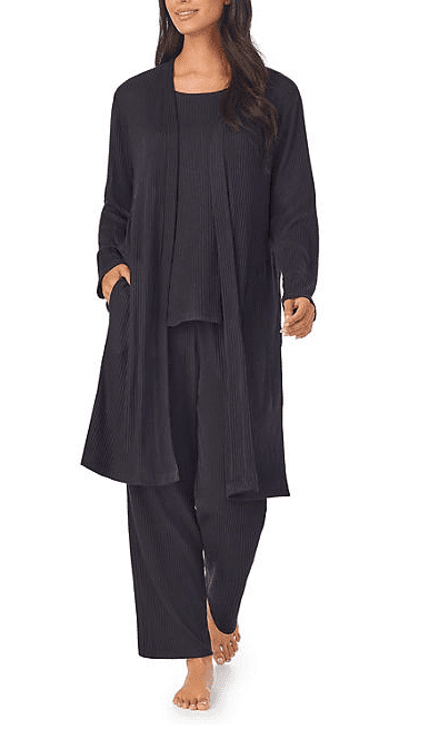 Cuddl Duds Women's 3 Piece Ribbed Lounge Set (Black, Medium) - Walmart.com