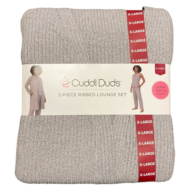 Cuddl Duds Women's 3 Piece Super Soft Cozy Ribbed Lounge Wear Set ...