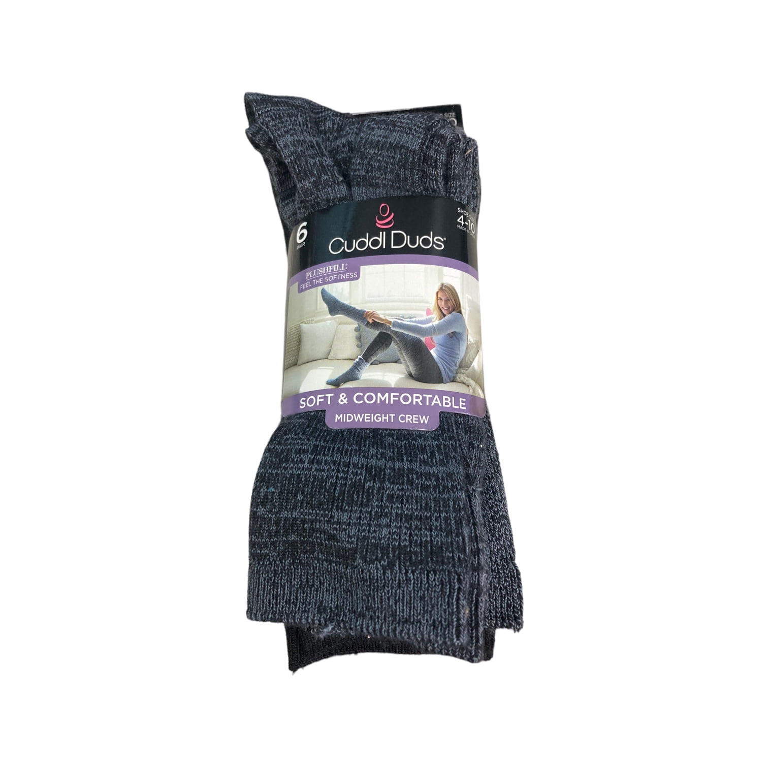 Cuddl Duds Women's Comfy, Warm, Cozy Midweight Crew Socks, 6 Pair ...