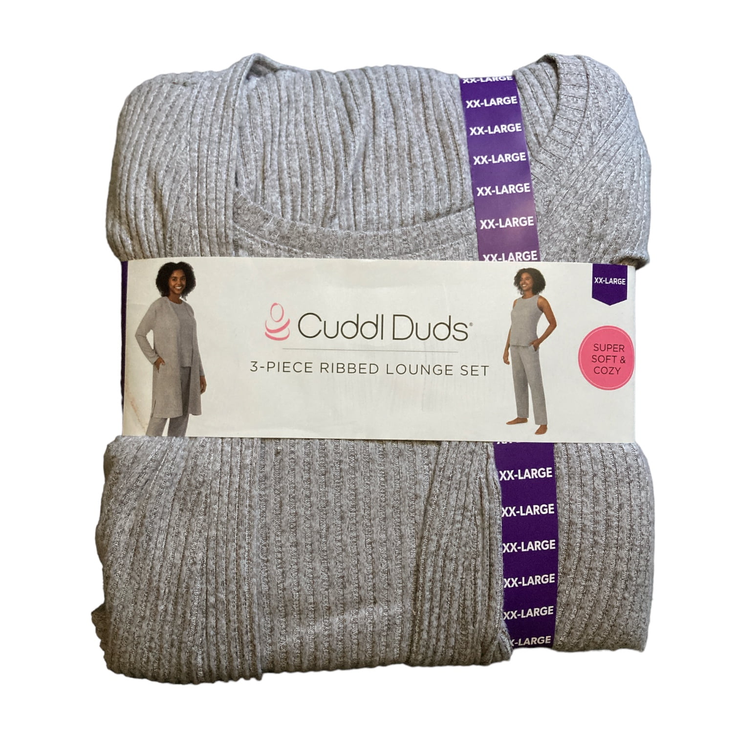 Cuddl Duds Women's Super Soft 3 Piece Ribbed Lounge Set - Walmart.com