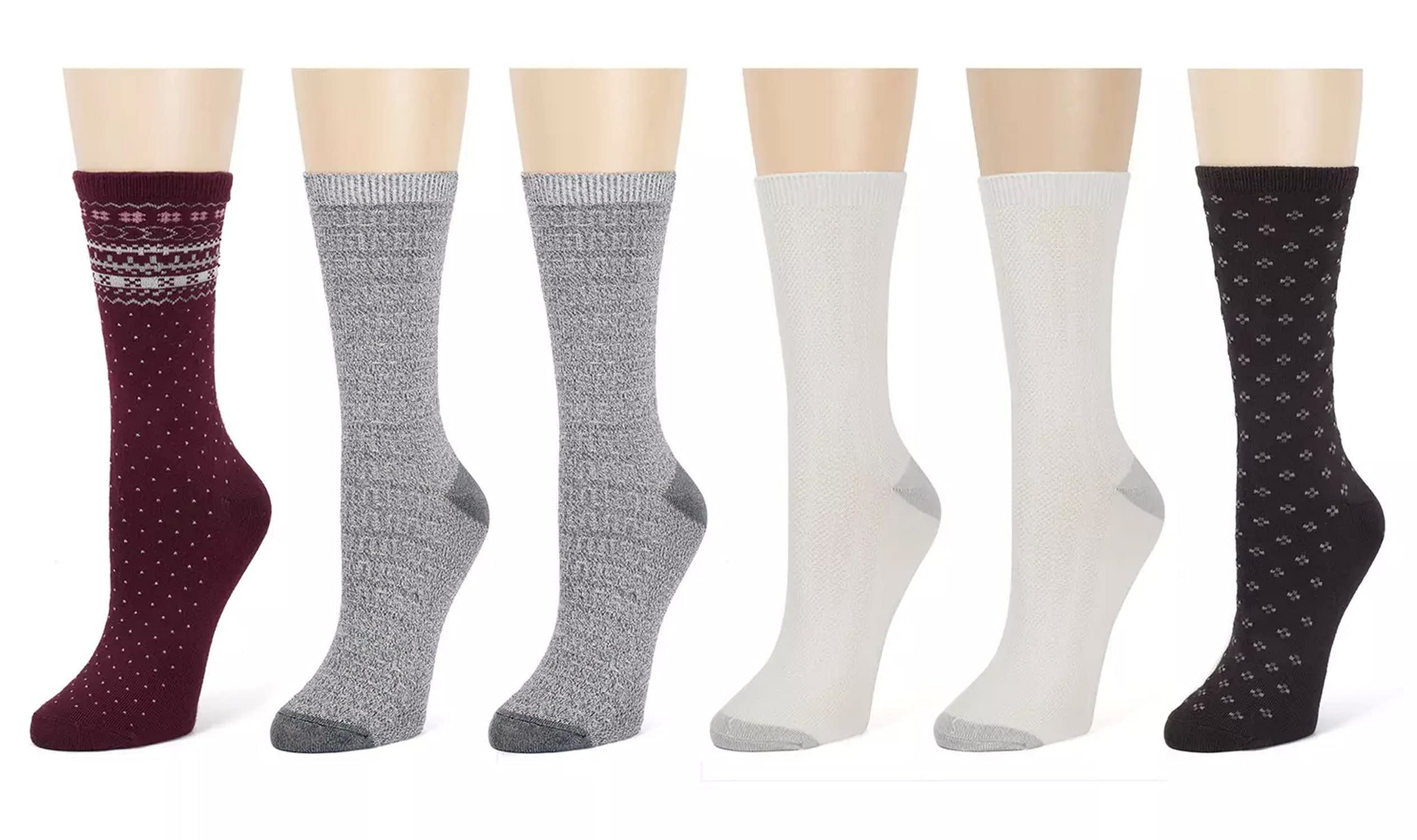 Cuddl Duds Womens 6 Pack Supersoft Warm Crew Socks (Ladies Shoe Size 4 ...