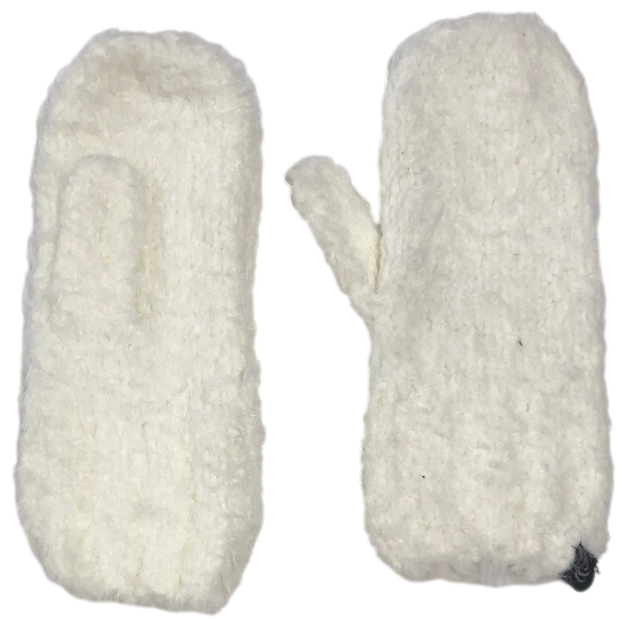 Cuddl Duds Womens Fuzzy White Mittens - Walmart.com