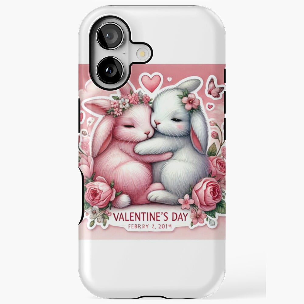 Cuddle Bunnies Valentines Day Art iPhone Case 17 through 11 Pro Max ...