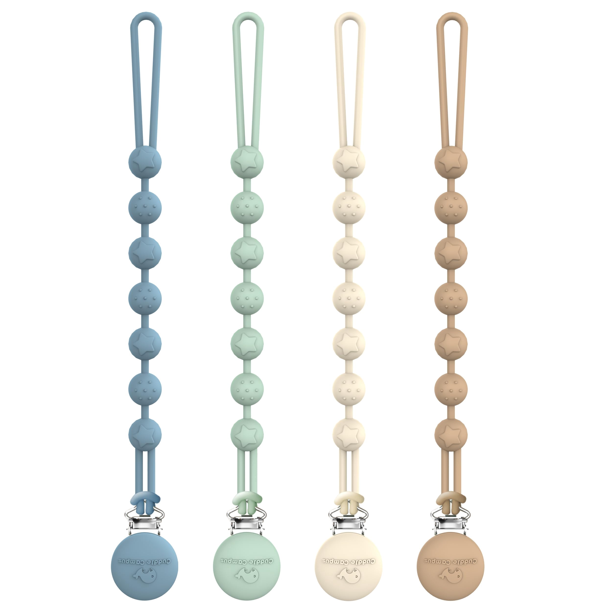 Cuddle Campus Silicone Pacifier Clip Holder with One Piece Design, Pack ...