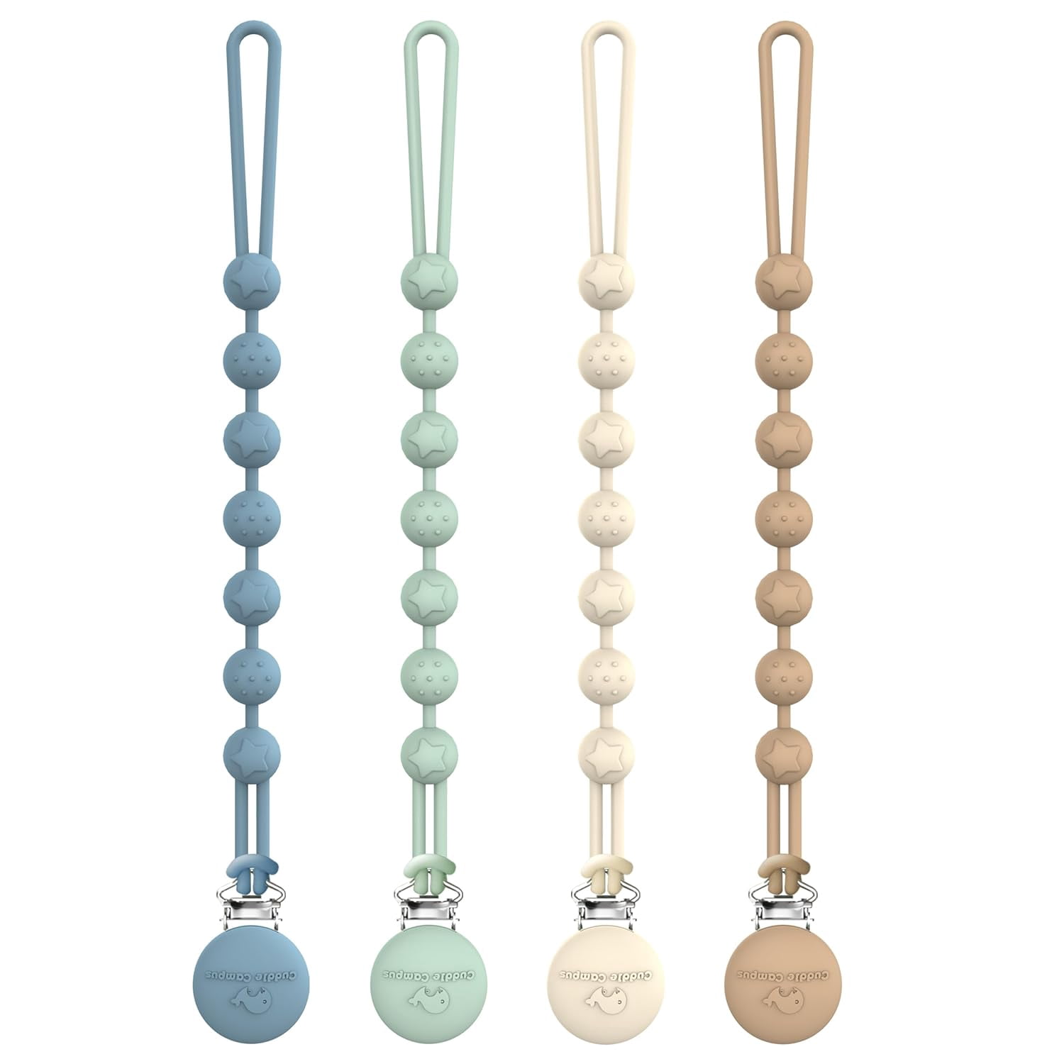 Cuddle Campus Silicone Pacifier Clip Holder with One Piece Design, Soft ...