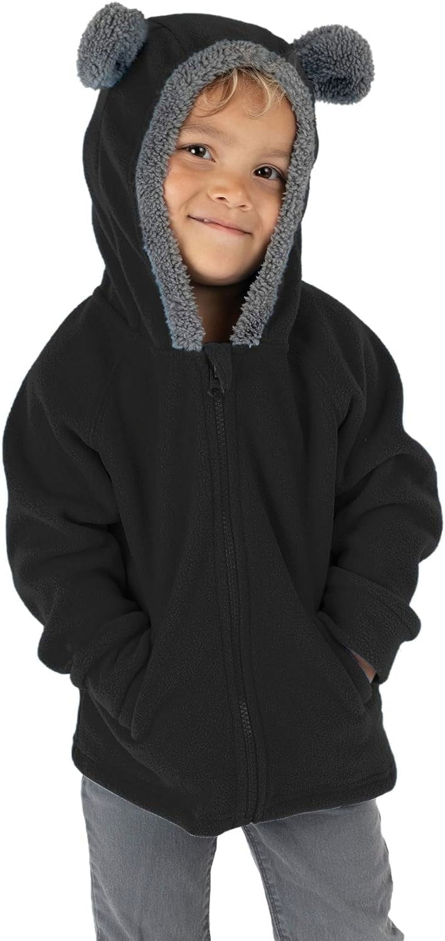 Cuddle Club Fleece Hoodie Jacket Winter Baby Clothes, Bear Black 2T ...