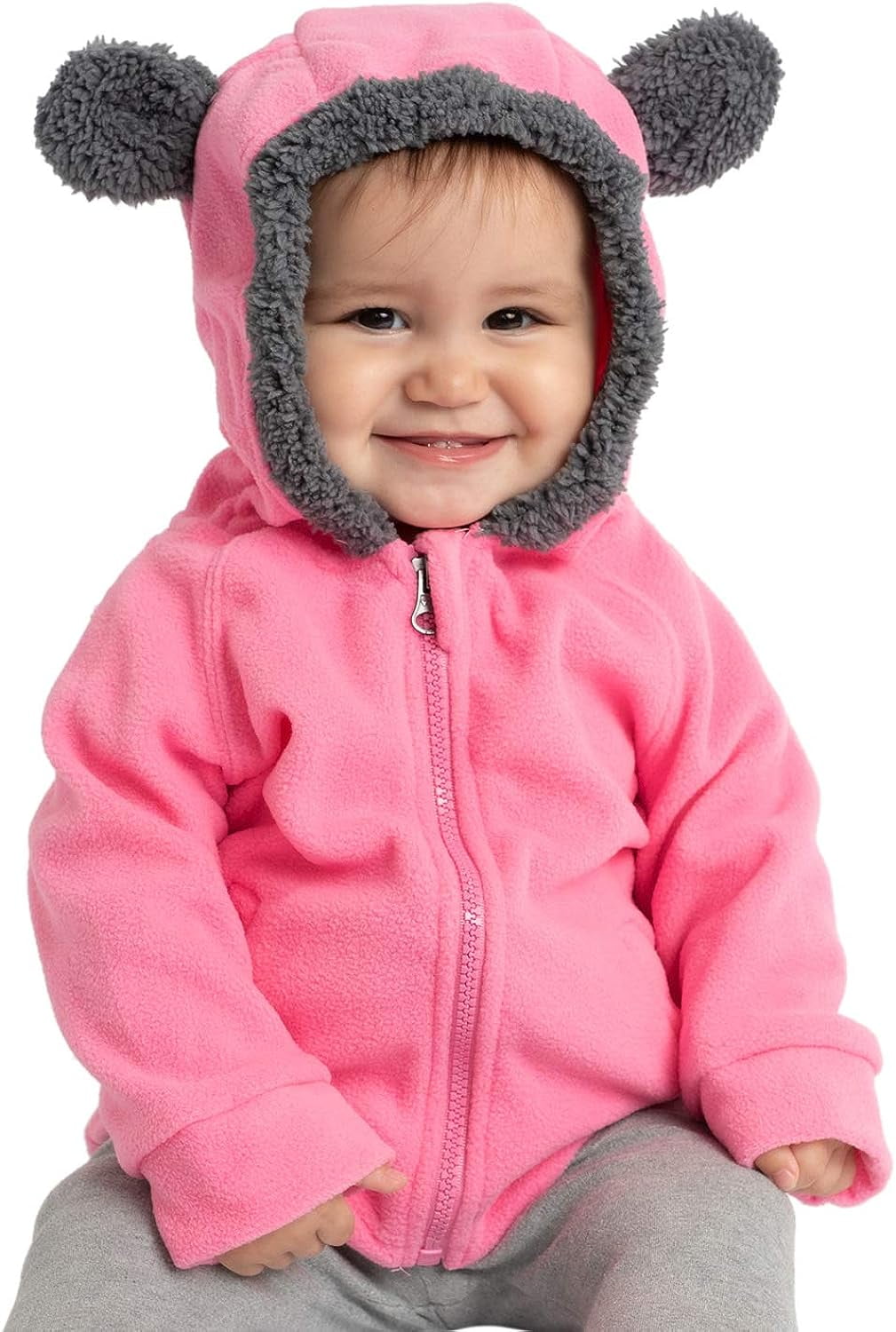 Cuddle Club Fleece Hoodie Jacket Winter Baby Clothes, Bear Pink 6-12 ...