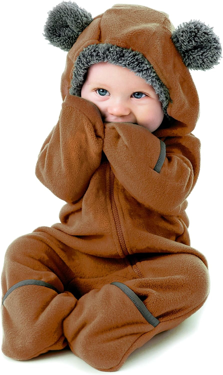 Cuddle Club One Piece Romper Hooded Fleece Onesie Jumper for Baby, Bear ...
