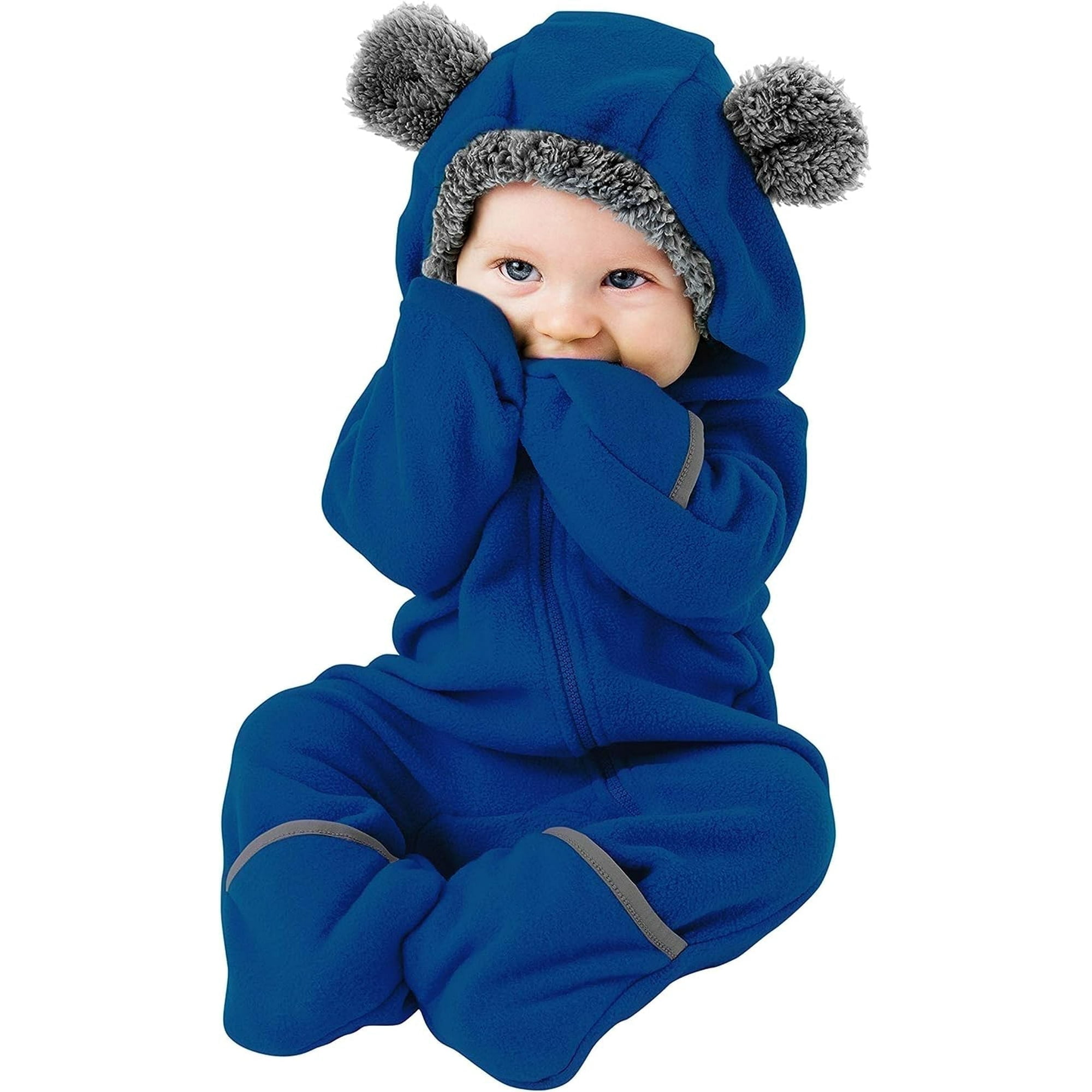 Cuddle Club One Piece Romper Hooded Fleece Onesie Jumper for Baby, Dark ...