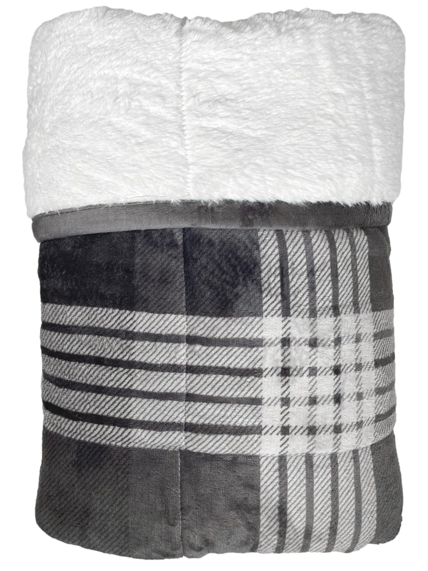 Cuddle Duds Gray Plaid Fleece Micro Plush & Faux Fur Throw Blanket, 50x60 - Walmart.com