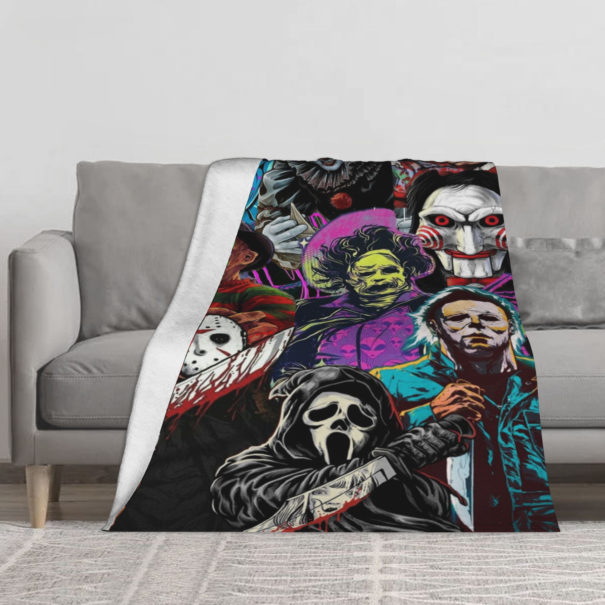 Cuddle Up with Horror Icons Flannel Fleece Throw Blanket – Dark Style ...