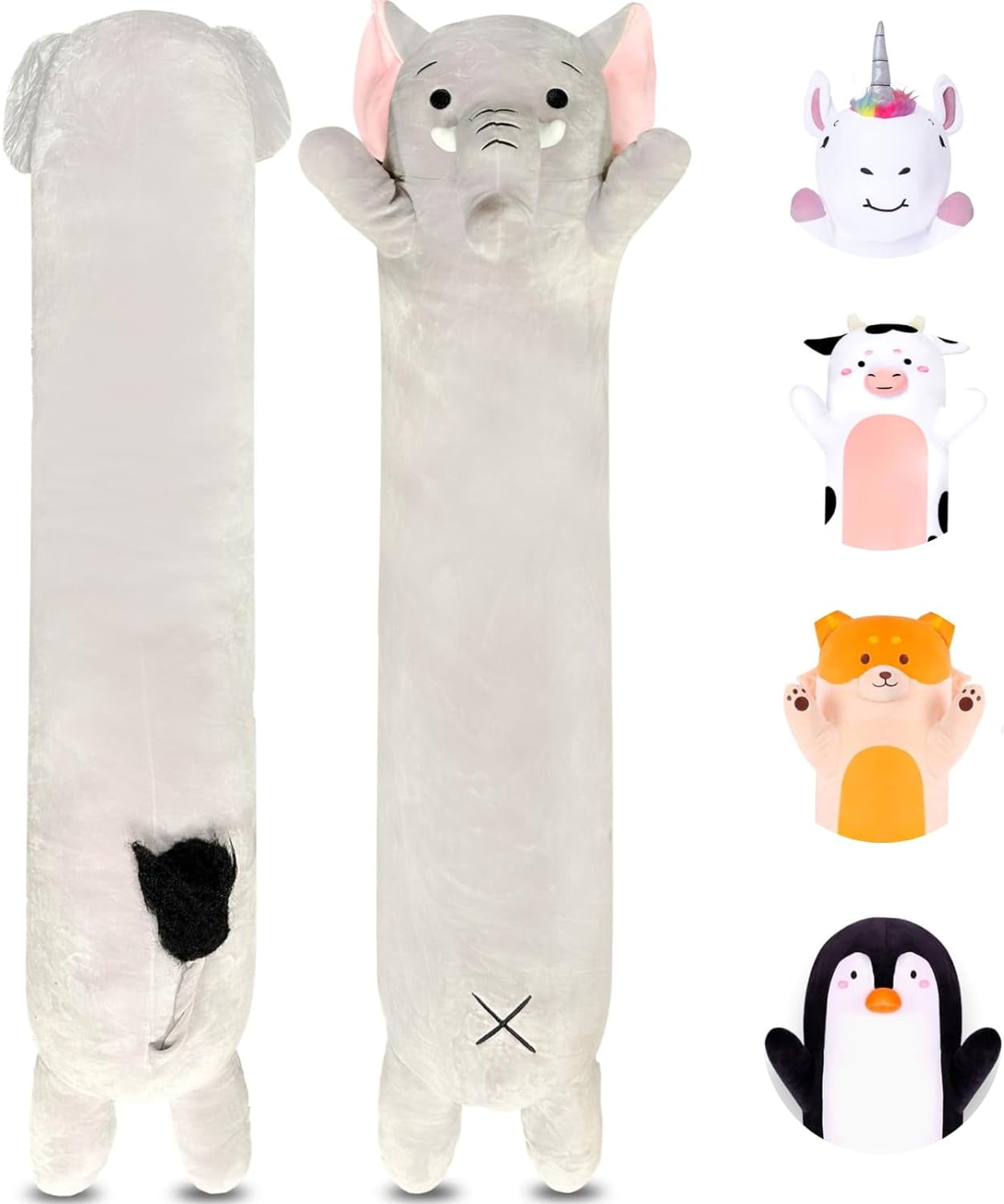 Cuddle Paws Elephant Stuffed Animal Body Pillow Plush 47in, Bed Toy for ...