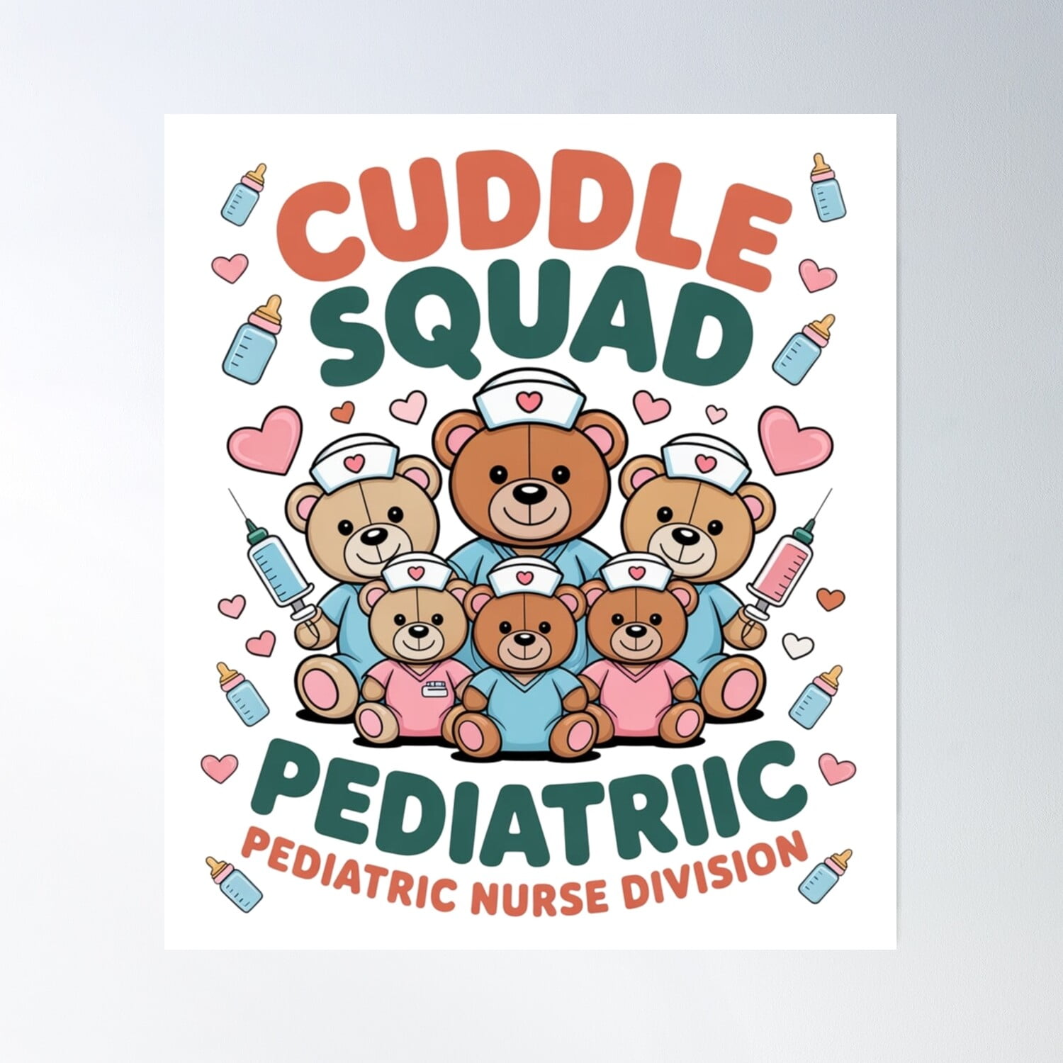 Cuddle Squad Pediatric Nurse Division – Cute Teddy Bear Nurse Design ...