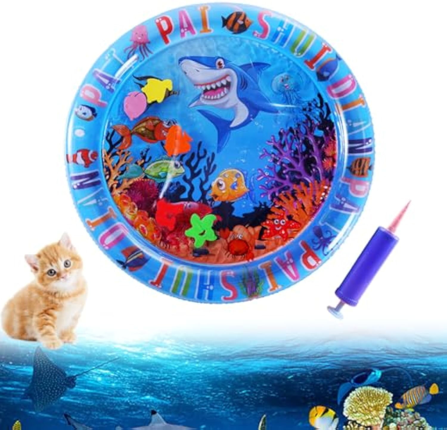 Cuddles Meow Cat Water Bed Play Mat with Fish | 2025 Upgraded Thickened ...