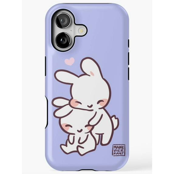 Cuddling Bunnies Adorable Art Phone Case for iPhone 11 12 13 14 15 16 ...