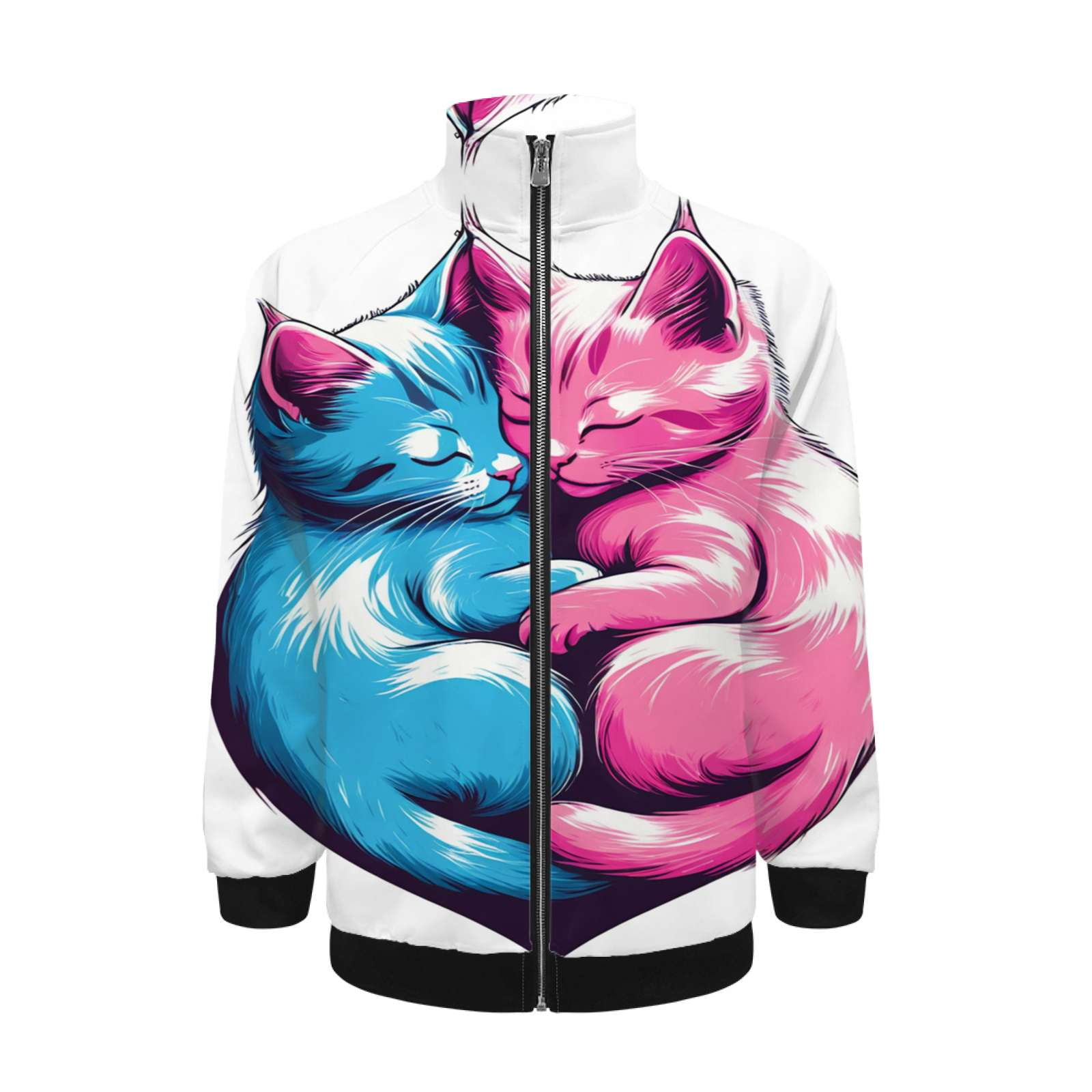 Cuddling Cats Art Print Jacket Men's Street Cool Long Sleeves Coat ...
