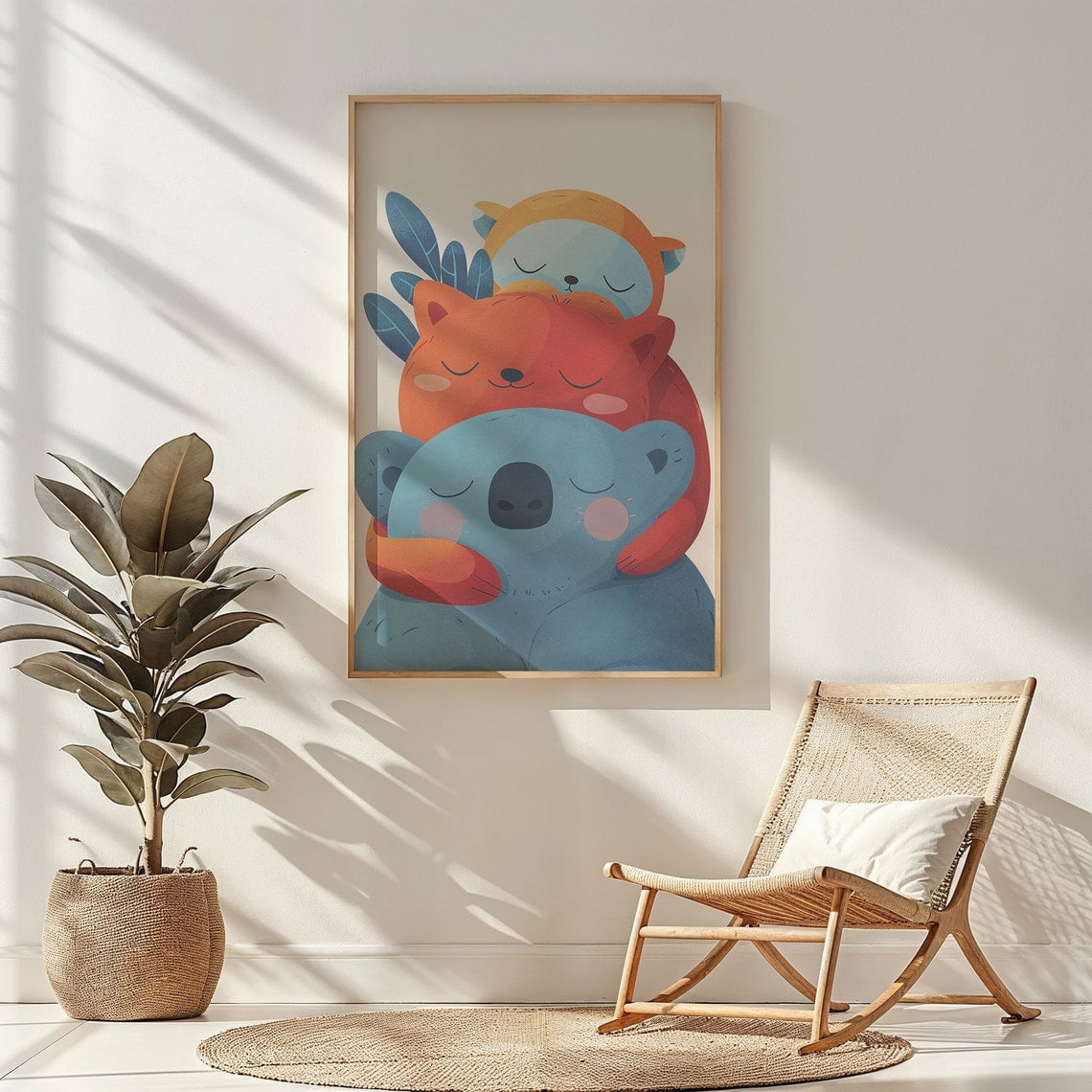 Cuddly Animals Hug Printable, Nursery Wall Art, Kids Room Poster, Baby ...