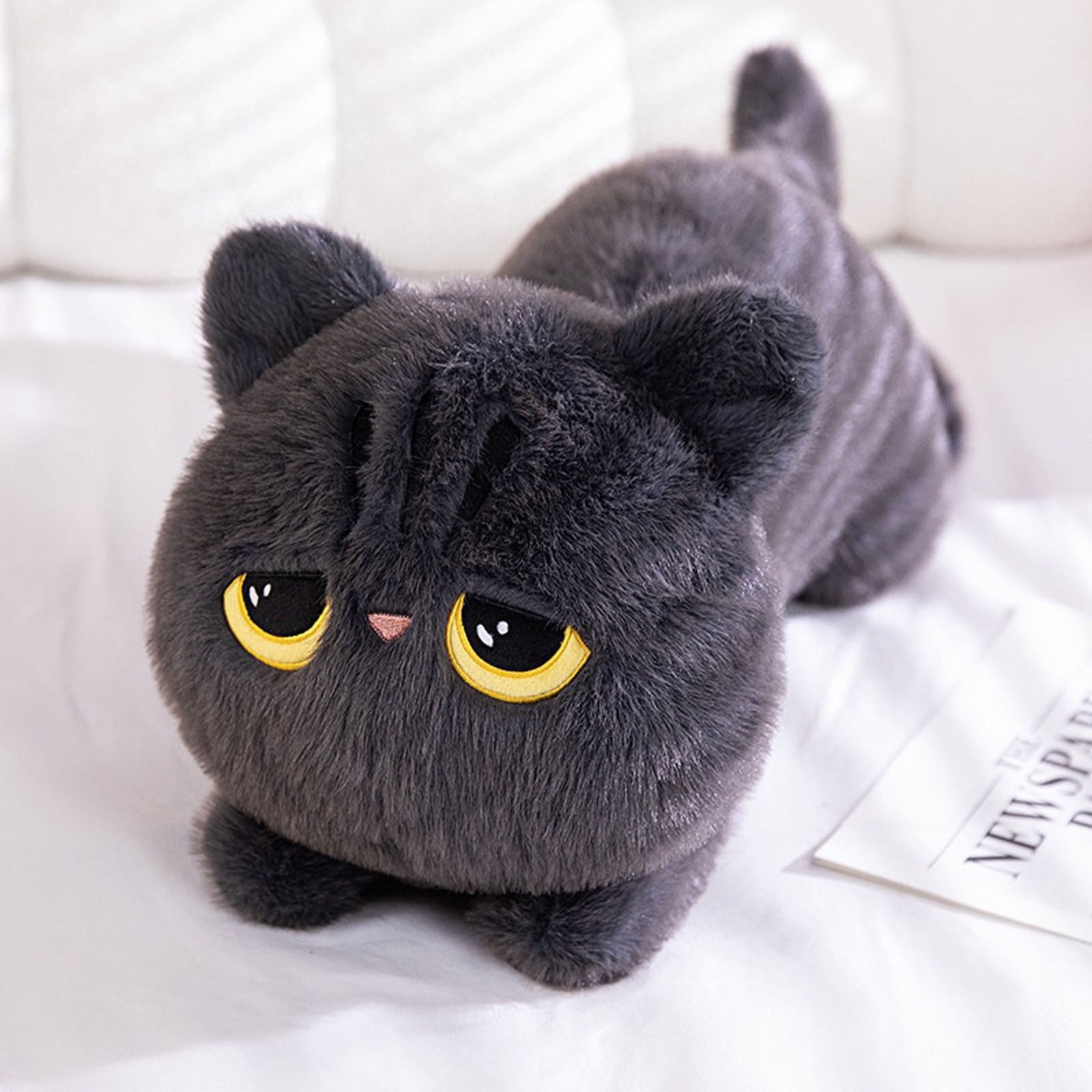 Cuddly Black Cat Plush Pillow Long Leg Clamping Sleeping Toy Soft Throw ...