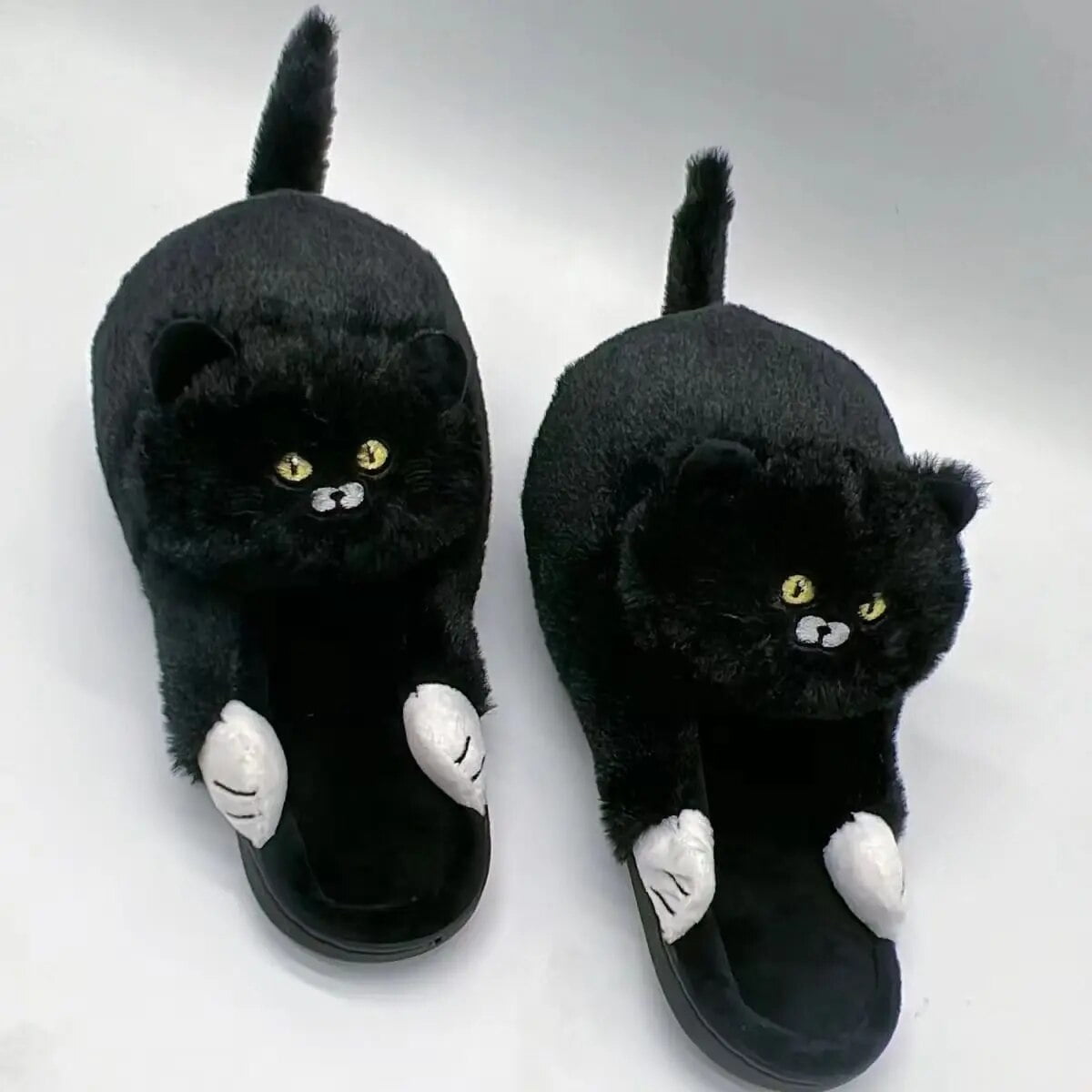 Cuddly Hug Cat Furry Fur Slippers Women Men Funny Home Fluffy Slides ...