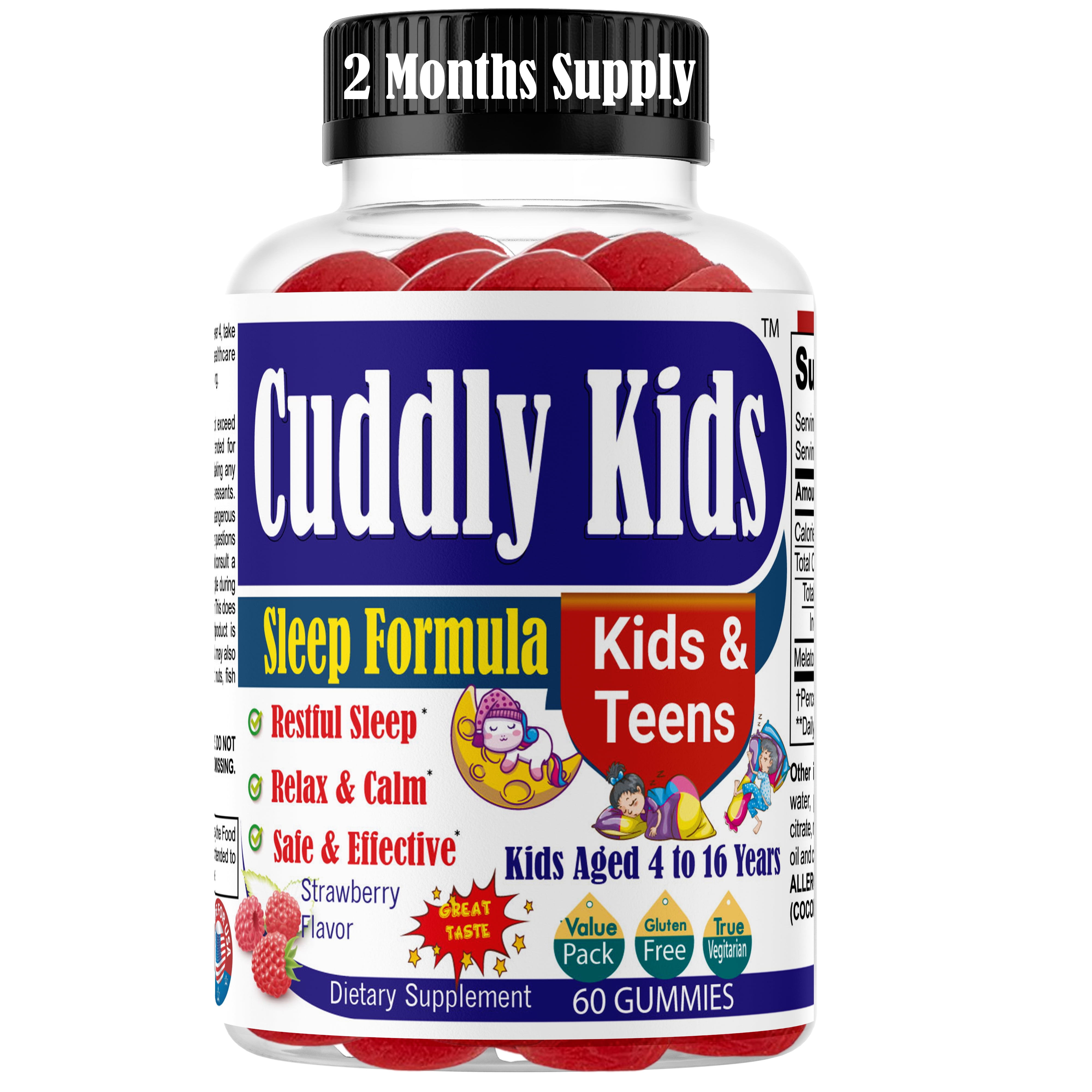 Cuddly Kids Melatonin Gummies for Kids & Teens, Sleep Supplement for ...