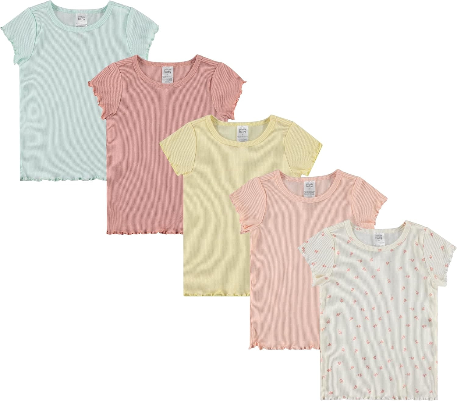 Cudlie 5-Pack Toddler/Baby Girl Short Sleeve Tops - Shirt Tops for ...
