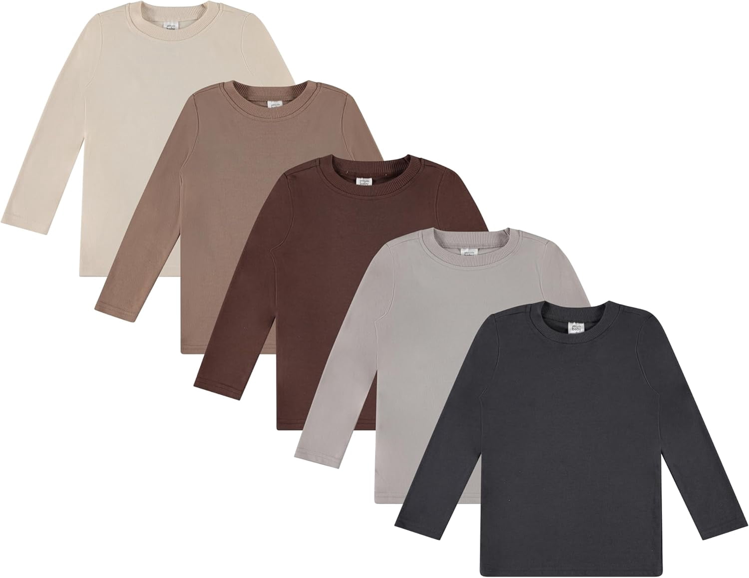 Cudlie 5-Pack Toddler Boys’ Solid Long Sleeve Tees– Five Timeless ...