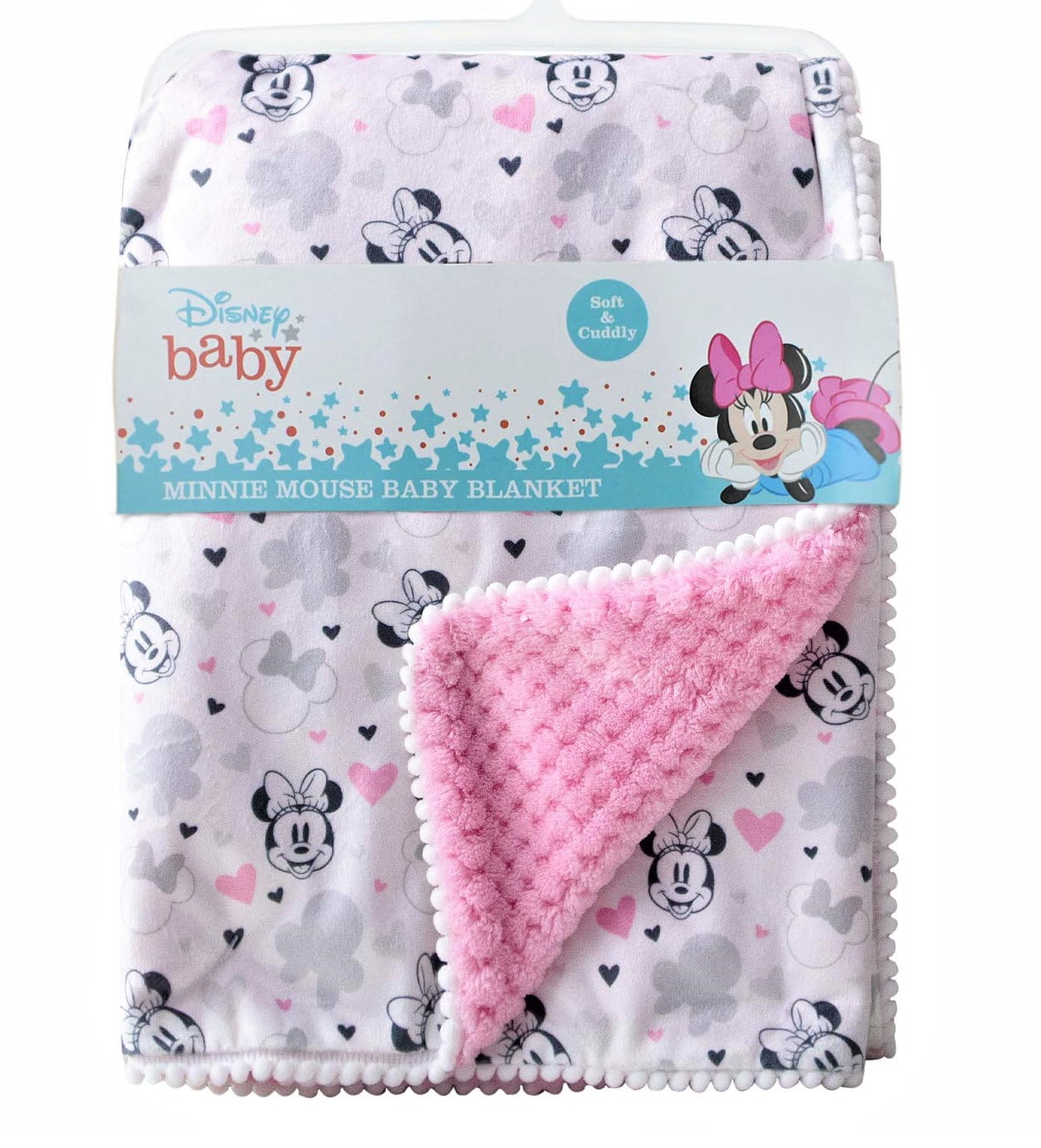 Cudlie Disney Baby Girl Minnie Mouse Double Sided Baby Blanket with ...