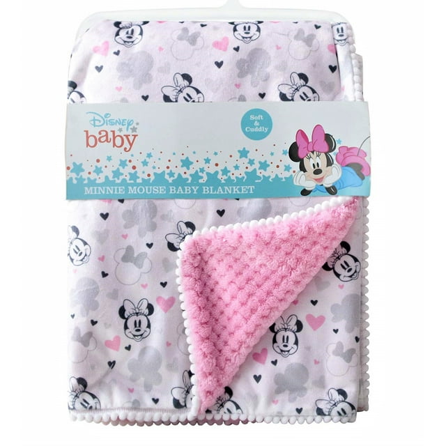 Cudlie Disney Baby Girl Minnie Mouse Double Sided Baby Blanket with ...