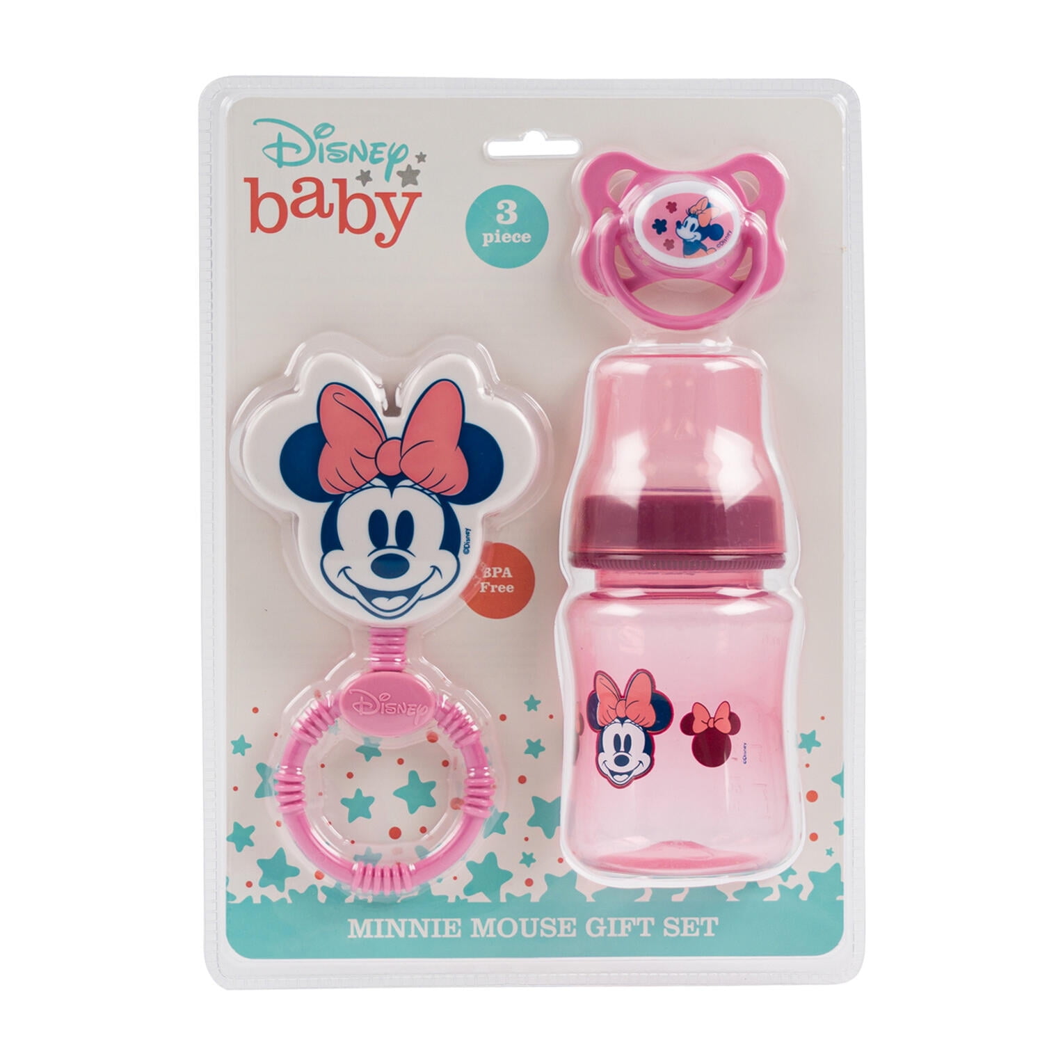Disney Minnie Mouse 3pc Rattle Bottle Pacifier Baby Set - Walmart.com