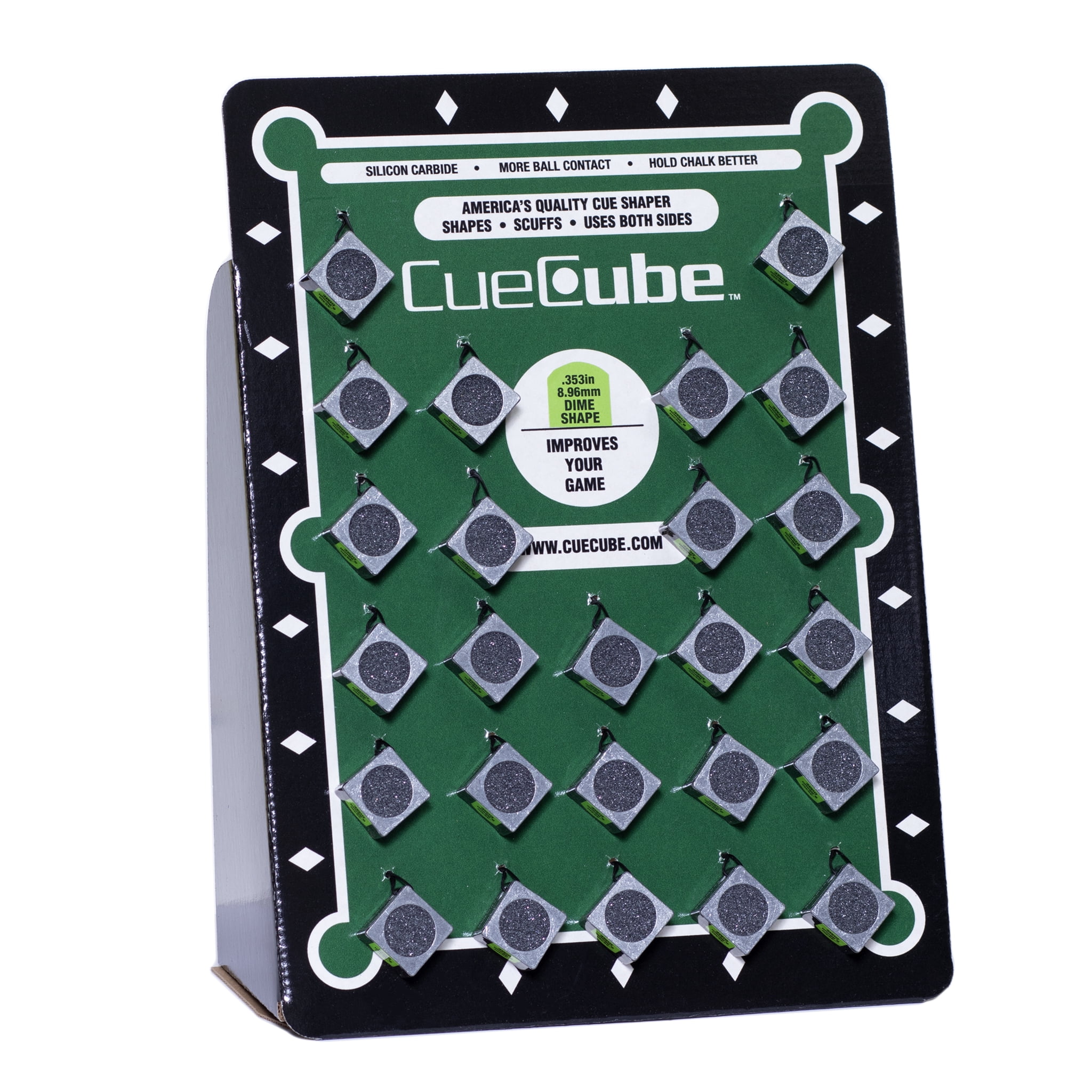 Cue Cube Dime Radius (.353") Billiard Pool Cue Tip Tool Display – 25 ...