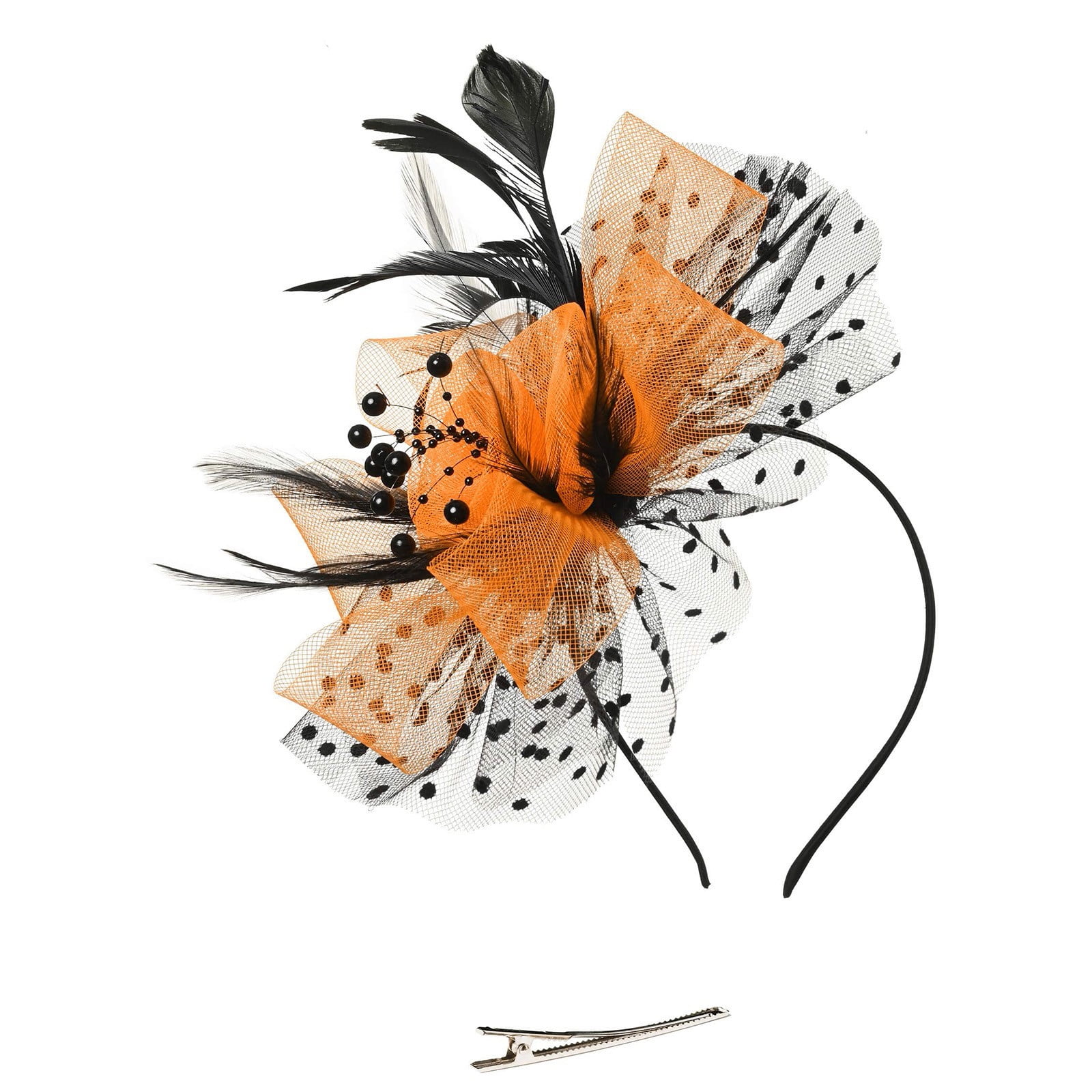 Cuekondy Heardband Hat For Women Wedding Flower Cocktail Mesh Feathers ...