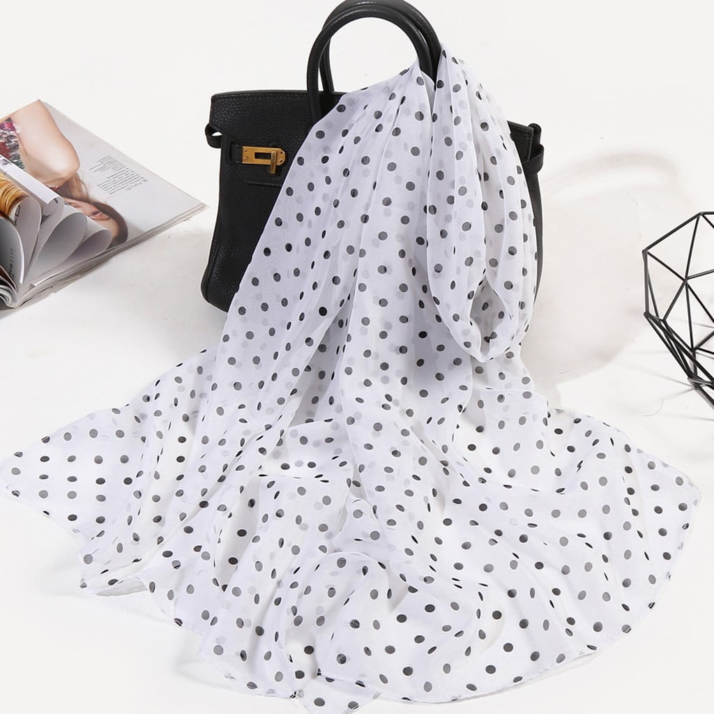 Cuekondy Scarf for 160*50cm Women Dot Print Long Soft Wrap Scarf ...