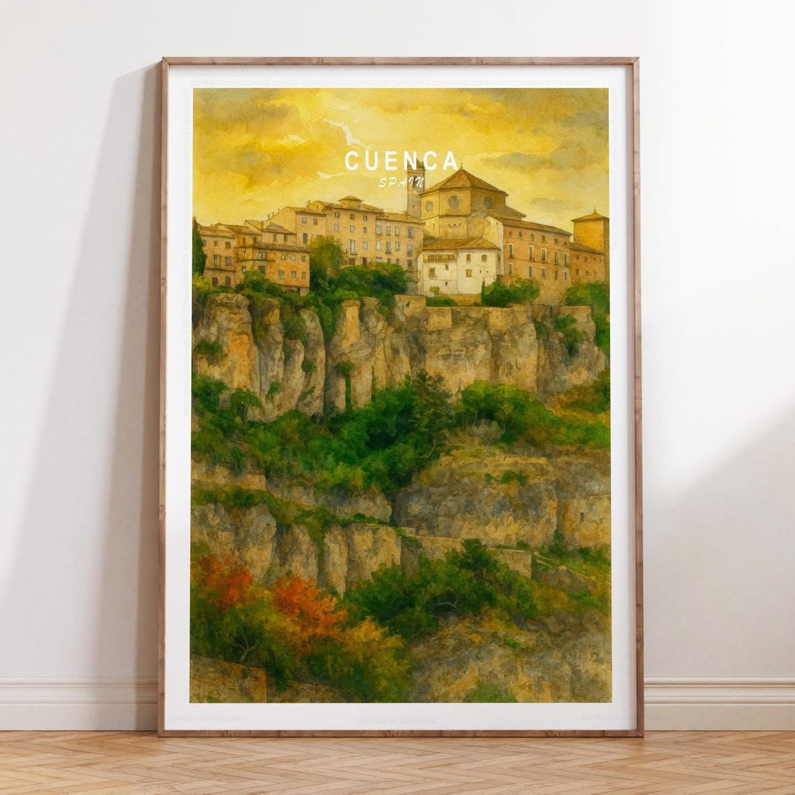 Cuenca Spain Historic Clinging Houses Wall Art, Stretched Canvas Size ...