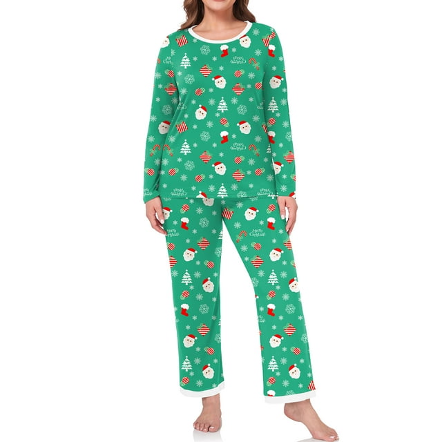 Cueply Christmas Womens Plus Size Pajamas Long Sleeve Pjs Sets ...