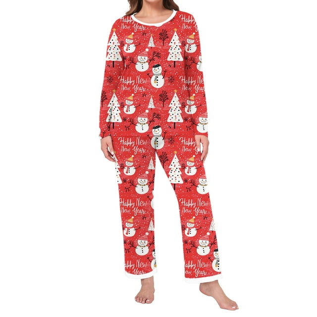 Cueply Christmas Womens Plus Size Pajamas Long Sleeve Pjs Sets ...