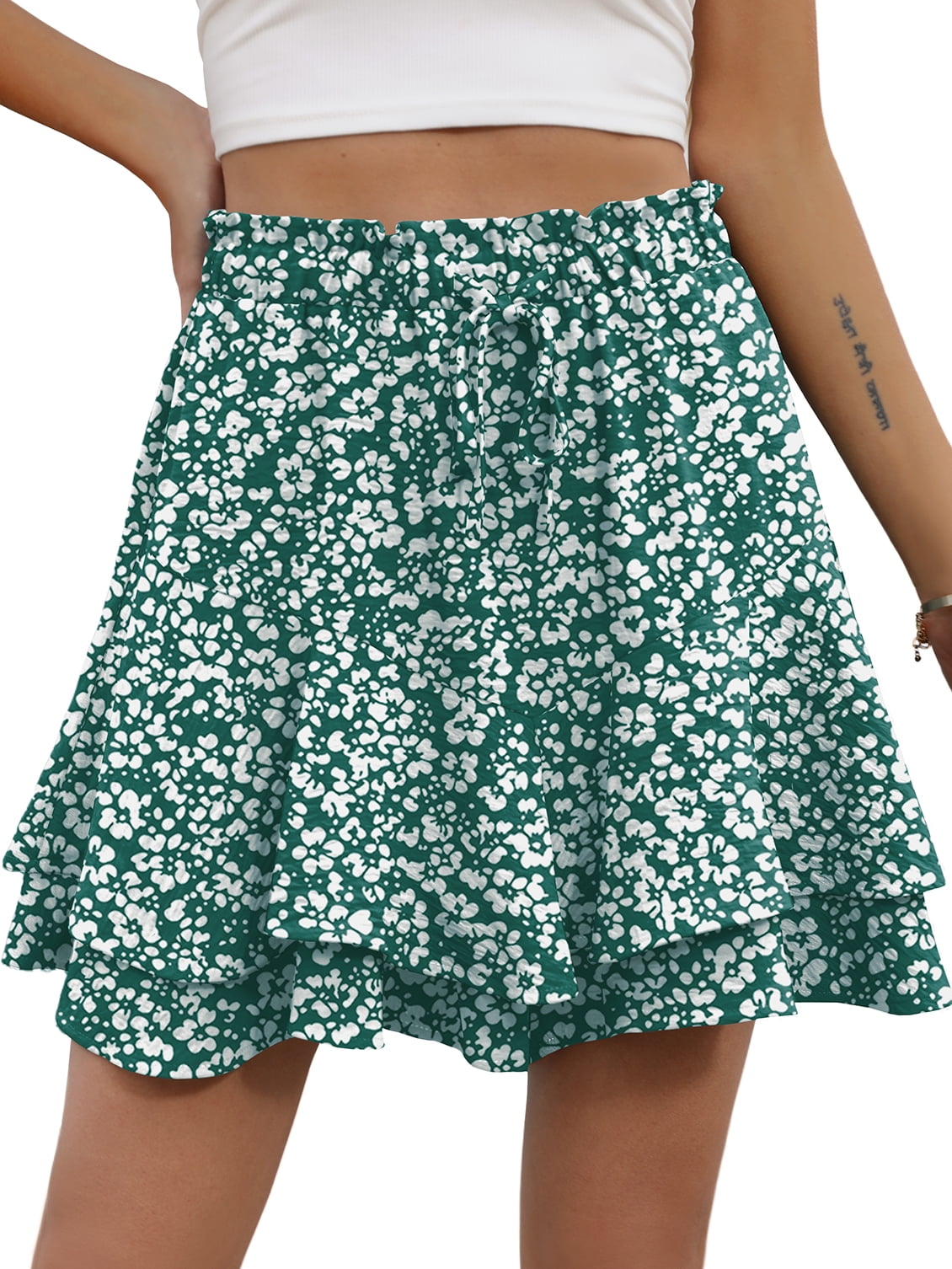 Cueply Flowy Shorts for Women Mini Tennis Skirt Ruffle Tiered Skorts ...
