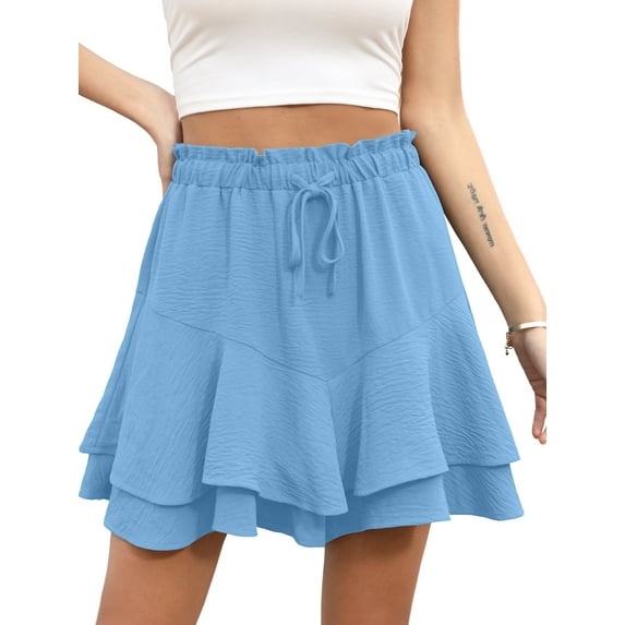 Cueply Flowy Shorts for Women, Lightweight Tennis Skort, Double Ruffle ...
