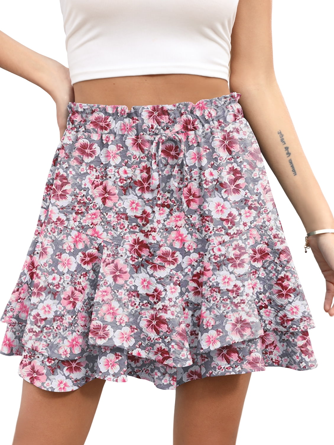 Cueply Flowy Tennis Skort, Lightweight Double Ruffle Mini Skirt ...