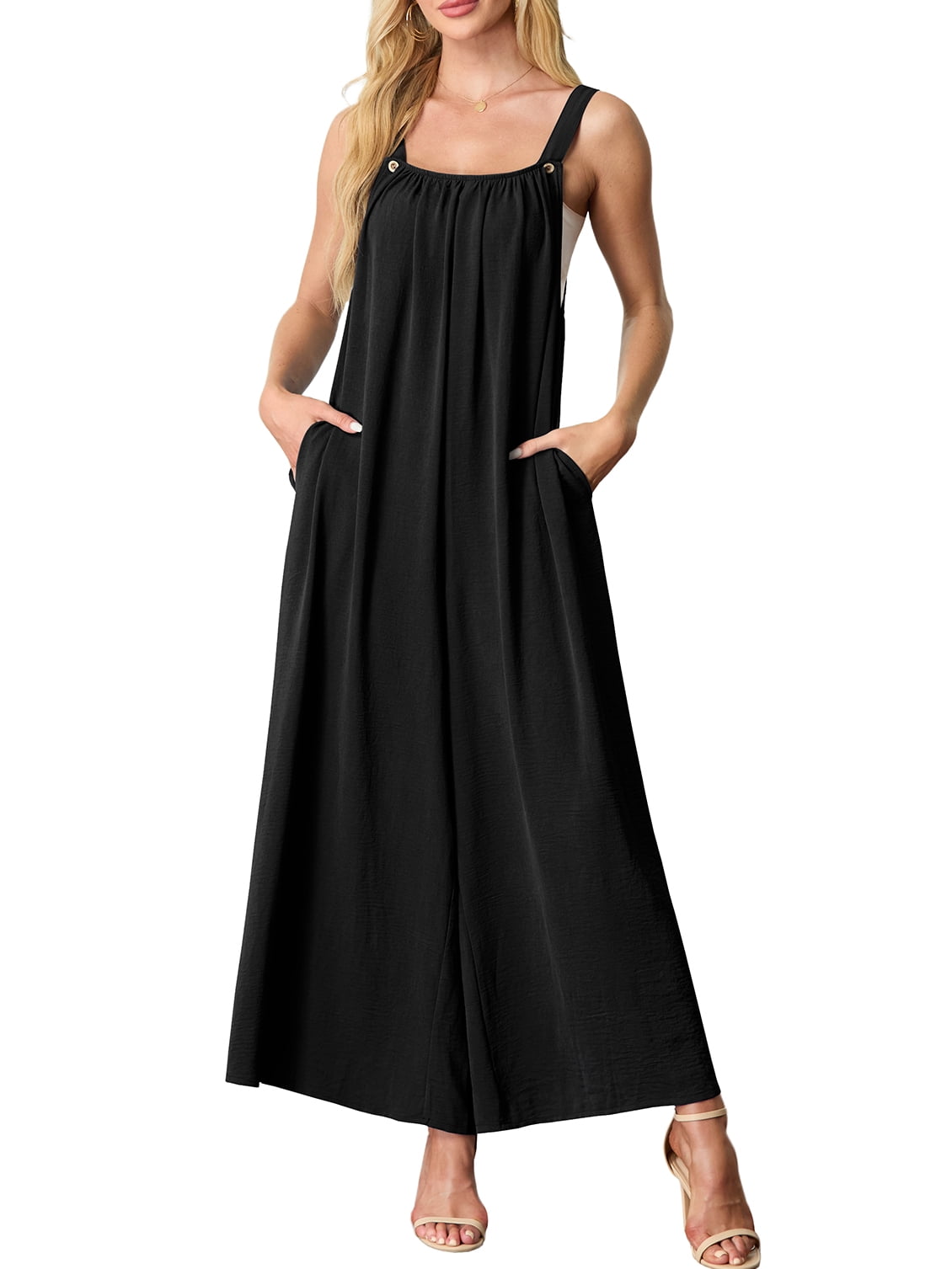 Cueply Jumpsuits for Women Casual Overalls Adjustable Straps Wide Leg ...