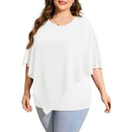 VERABENDI Women's Plus Size Tops Summer Flowy Shirts Double-Layered ...