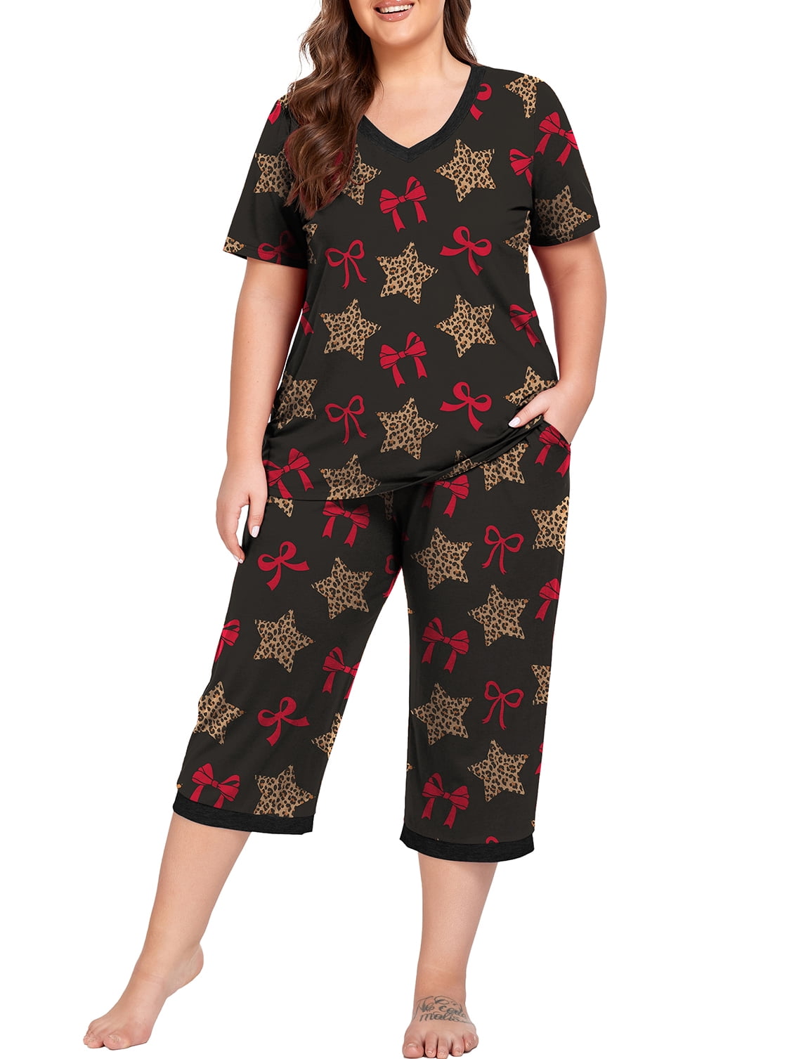 Cueply Women Plus Size Pajamas Set Short Sleeve Pjs Sleepwear ...