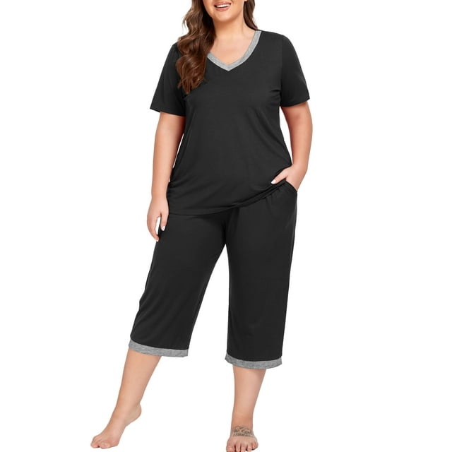 Cueply Women Plus Size Pajamas Set Short Sleeve Pjs Sleepwear ...