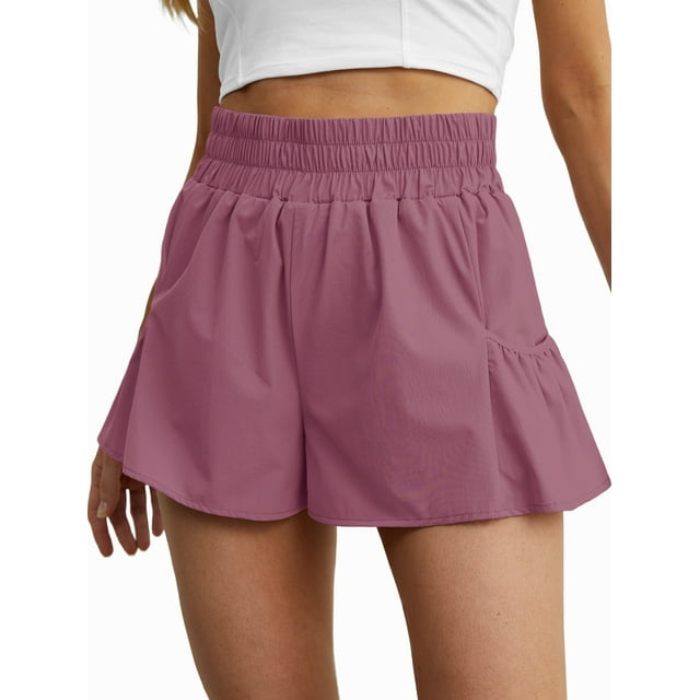 Cueply Women's Athletic Running Shorts Casual Gym Workout High Waisted Shorts with Liner Pockets ...