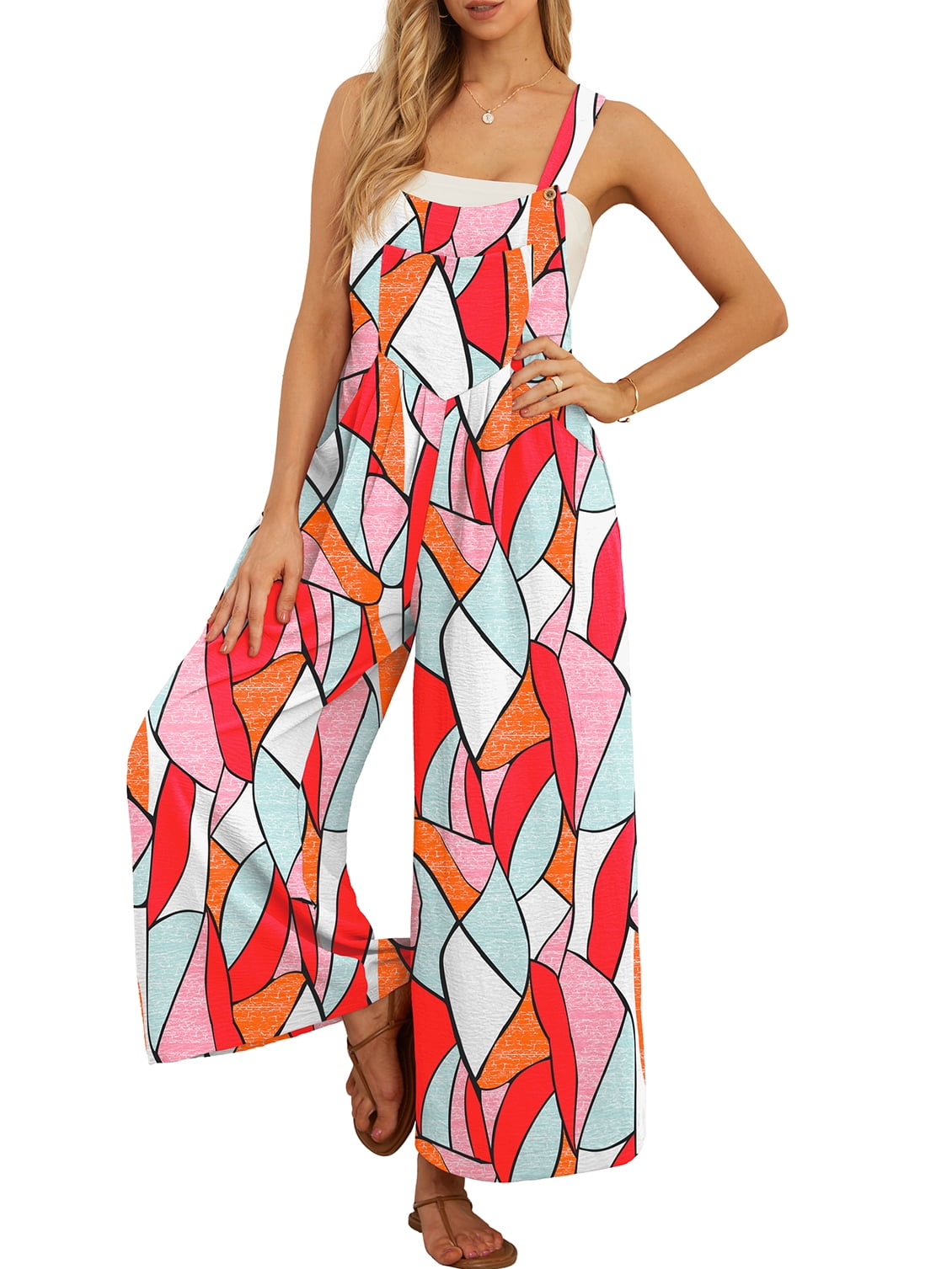 Cueply Women's Overalls Jumpsuits Casual Loose Wide Leg Long Pants with ...