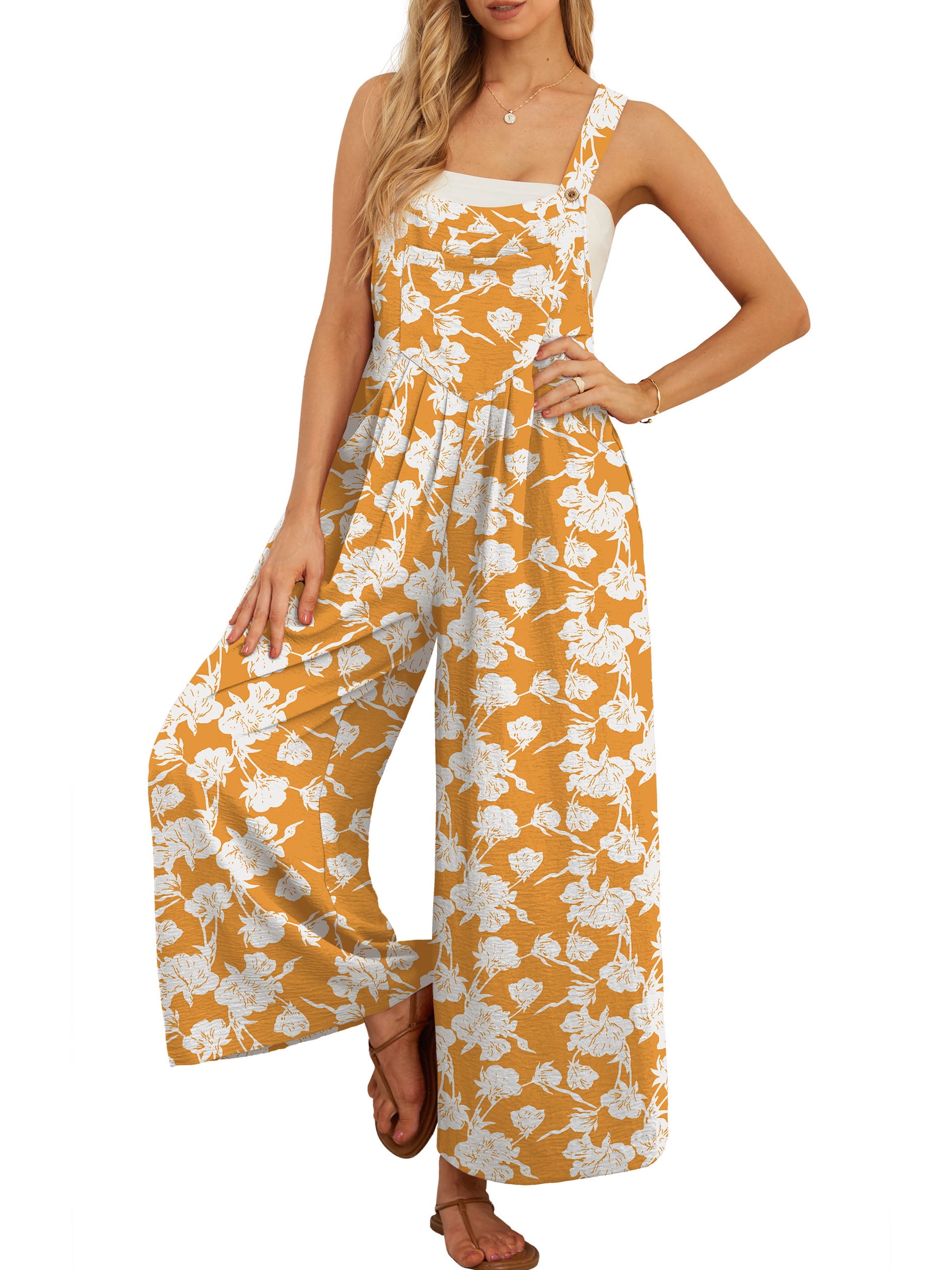 Cueply Women's Baggy Casual Overalls Jumpsuits with Adjustable Wide Leg ...