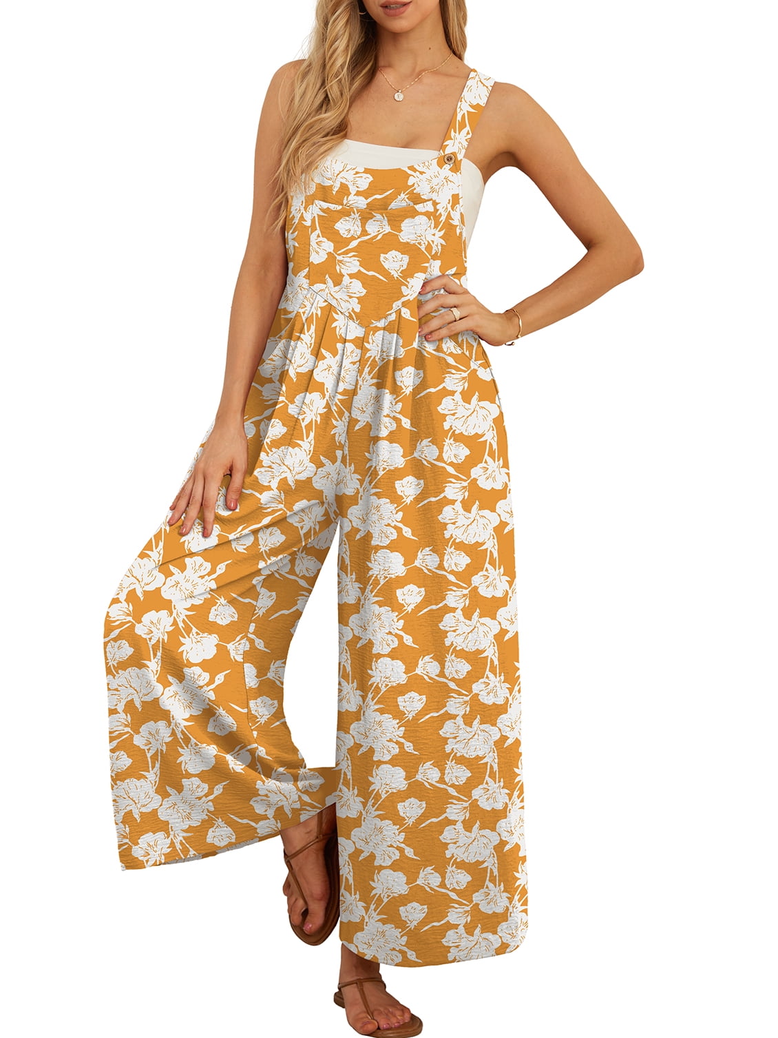 Cueply Women's Flowy Overalls, Baggy Bib Jumpsuits with Adjustable ...