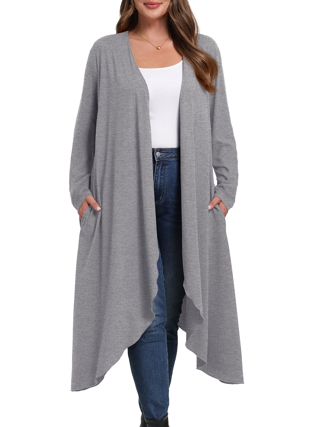 Cueply Women's Plus Size Cardigan Lightweight Long Sleeve Maxi Long ...