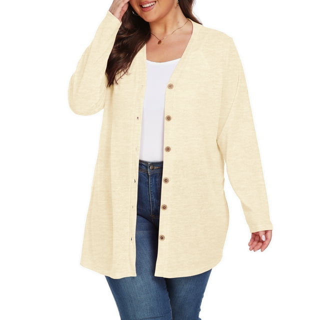Cueply Women's Plus Size Cardigan Long Sleeve Lightweight Sheer Open ...