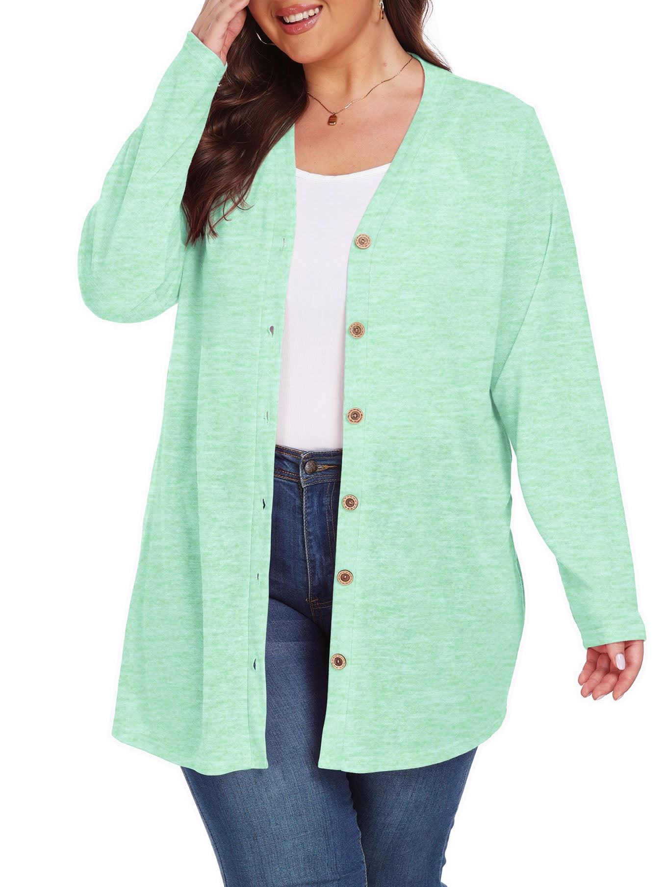 Cueply Women's Plus Size Cardigan Long Sleeve Lightweight Sheer Open ...